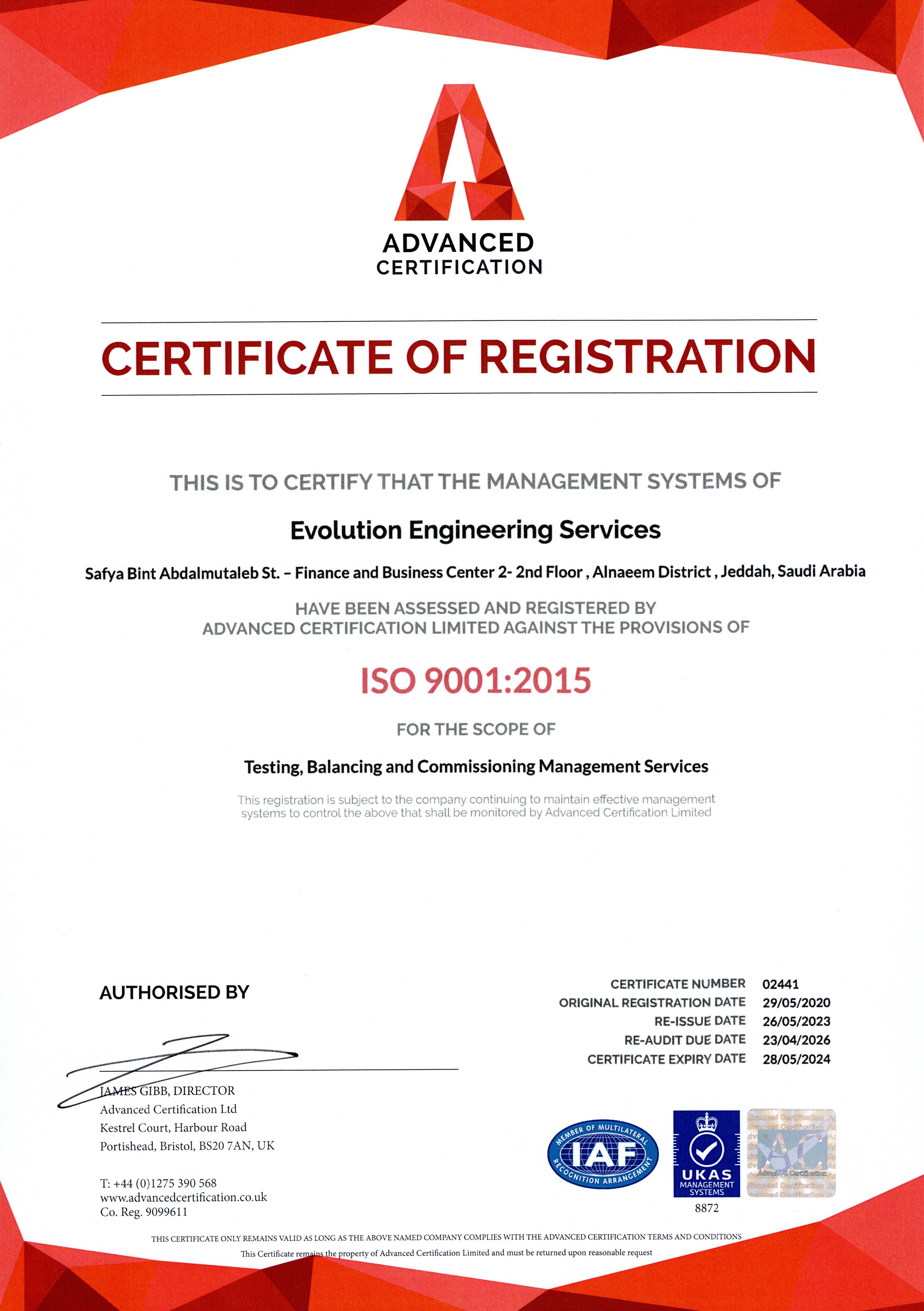 Evolution Engineering Services - ISO 9001:2015 | Evolution Engineering Services